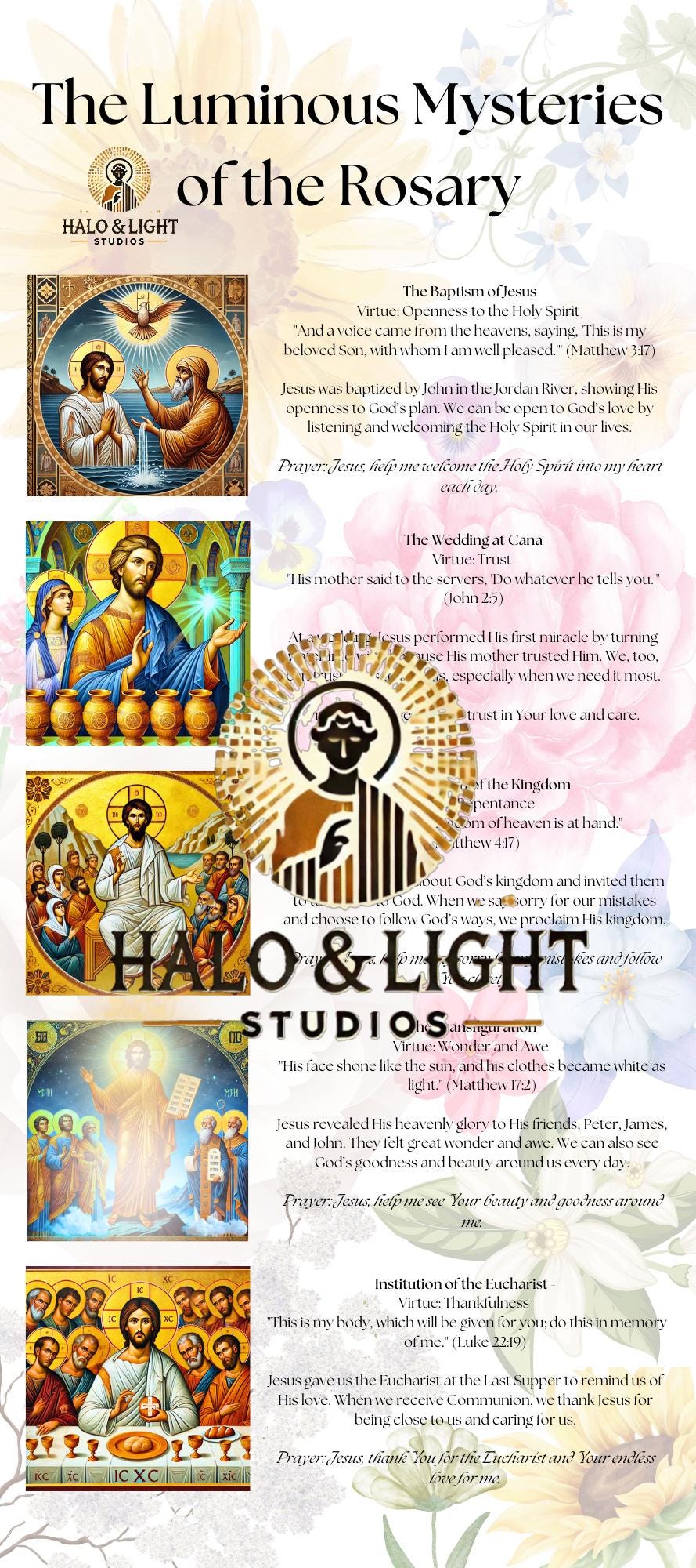 Catholic Rosary Mysteries Printables: Coloring Pages Bundle (digital ...