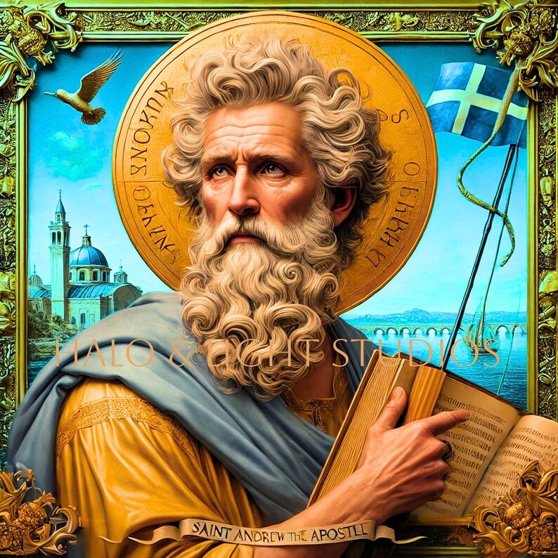 Saint Andrew the Apostle Art Print – Lifelike 8K HD Religious Icon With ...