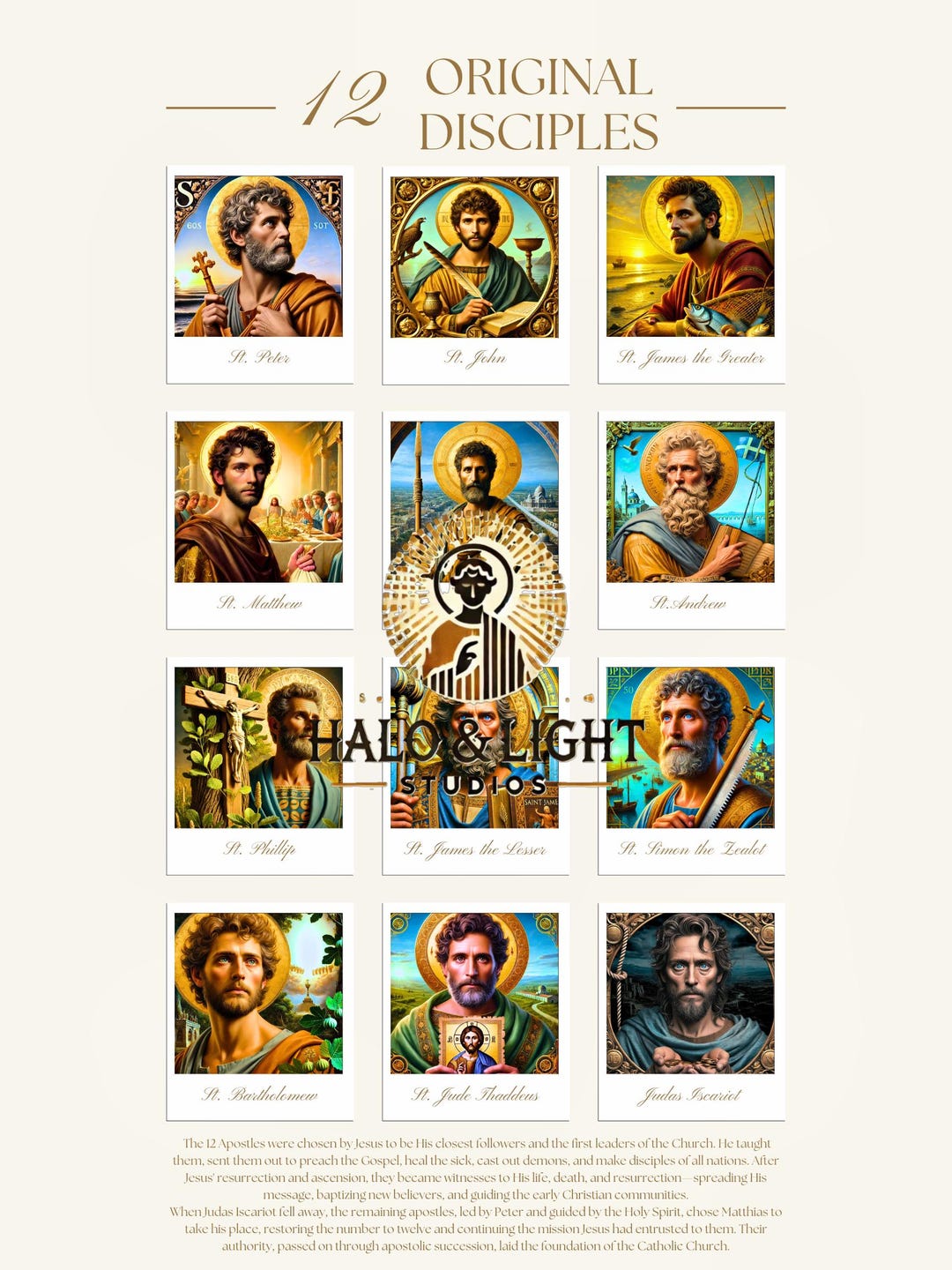 12 Original Disciples Catholic Poster | Apostles of Jesus | Christian ...