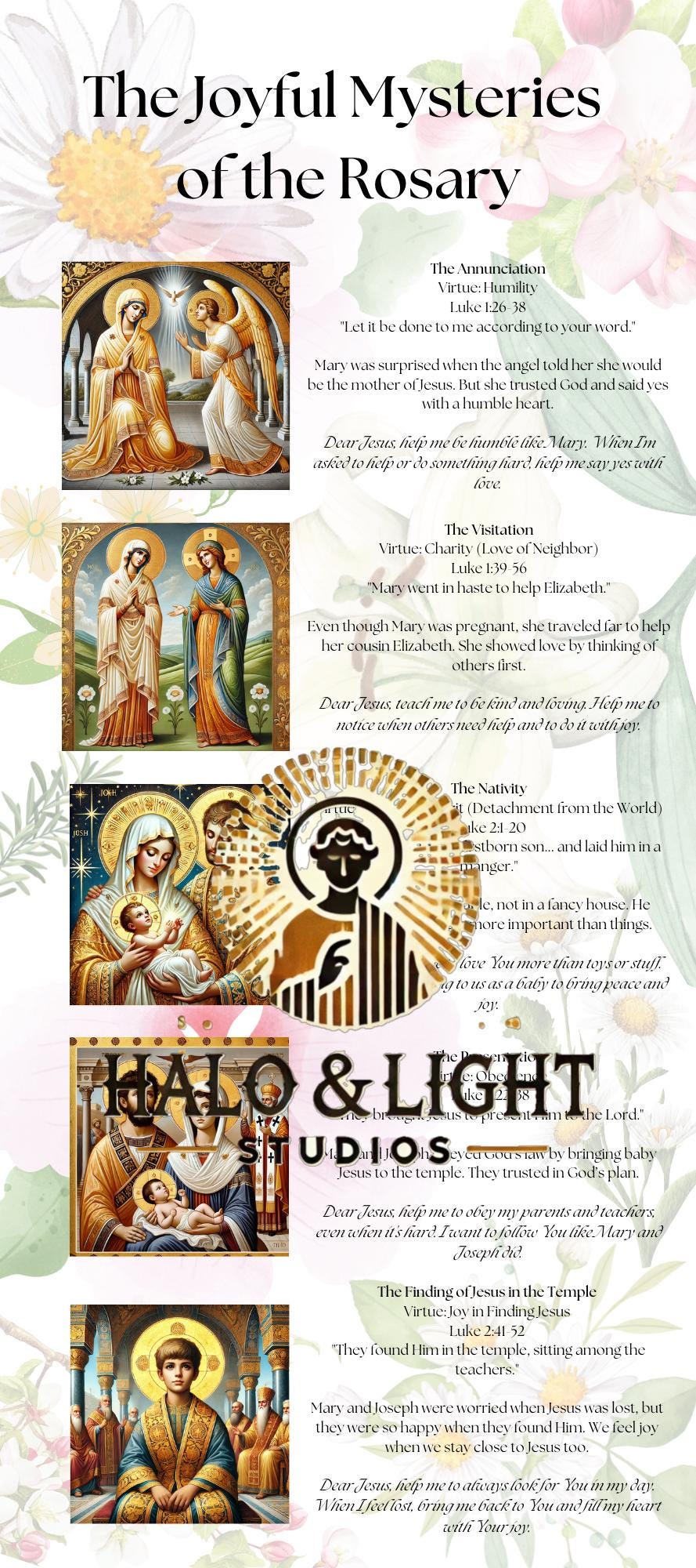 Catholic Rosary Mysteries Printables: Coloring Pages Bundle (digital ...