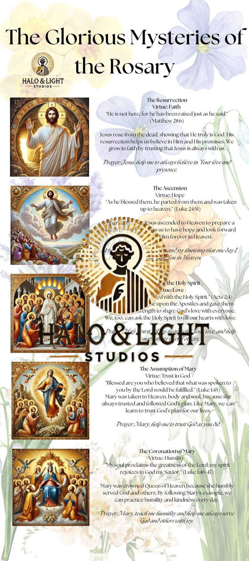 Catholic Rosary Mysteries Printables: Coloring Pages Bundle (digital ...