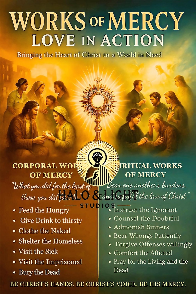 Catholic Works of Mercy Poster: Religious Education Wall Art (digital ...