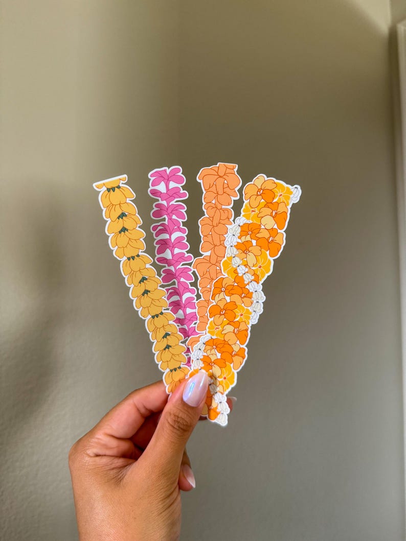 Hawaiian Lei Strand Stickers | Plumeria, Ilima, Puakenikeni - Etsy
