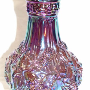 IMPERIAL IG Loganberry Vase Stunning Iridescent Amethyst Carnival Glass ...