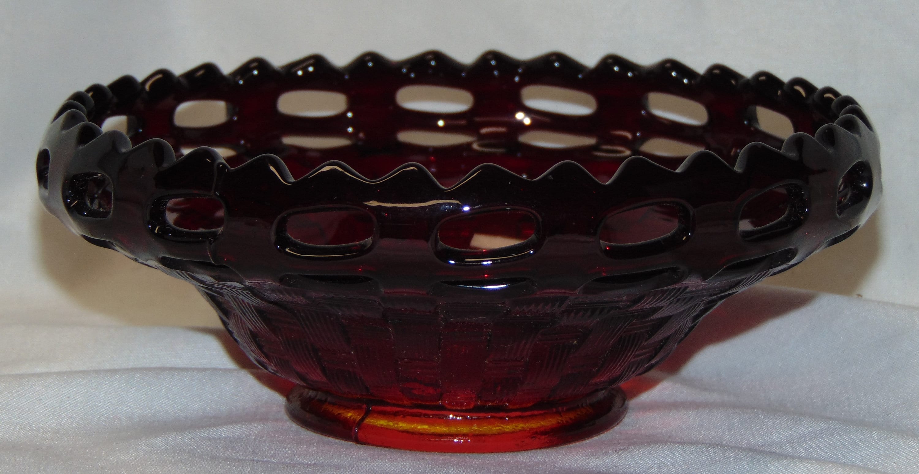 Vintage Fenton Ruby Red Open Edge Basket Weave Cupped Bowl - Etsy