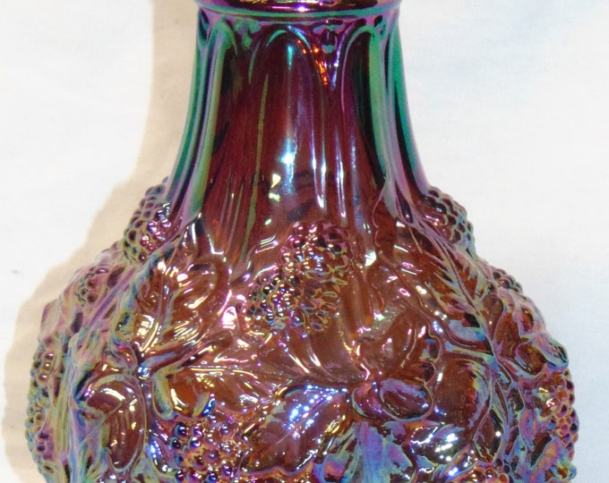 IMPERIAL IG Loganberry Vase Stunning Iridescent Amethyst Carnival Glass ...