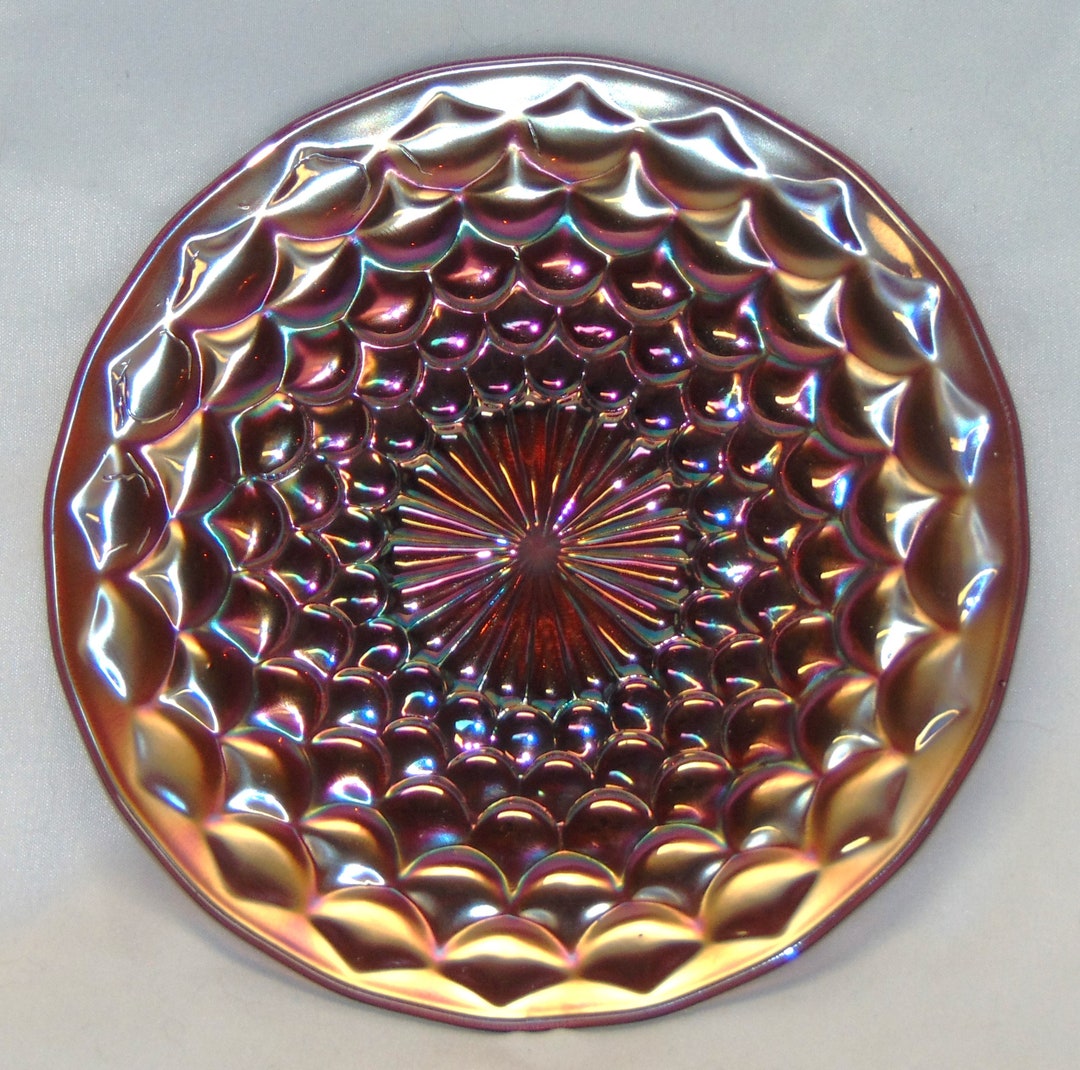 WESTMORELAND 6-1/4" Scales Plate Iridescent Amethyst Carnival Glass - Etsy