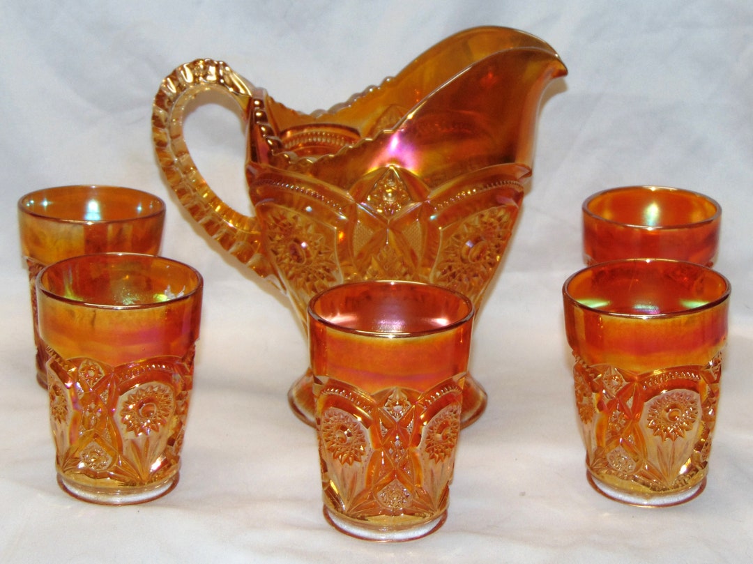 IMPERIAL Vintage Fashion Water Set Iridescent Dark Marigold Carnival ...