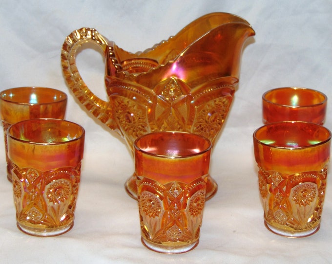 IMPERIAL Vintage Fashion Water Set Iridescent Dark Marigold Carnival ...