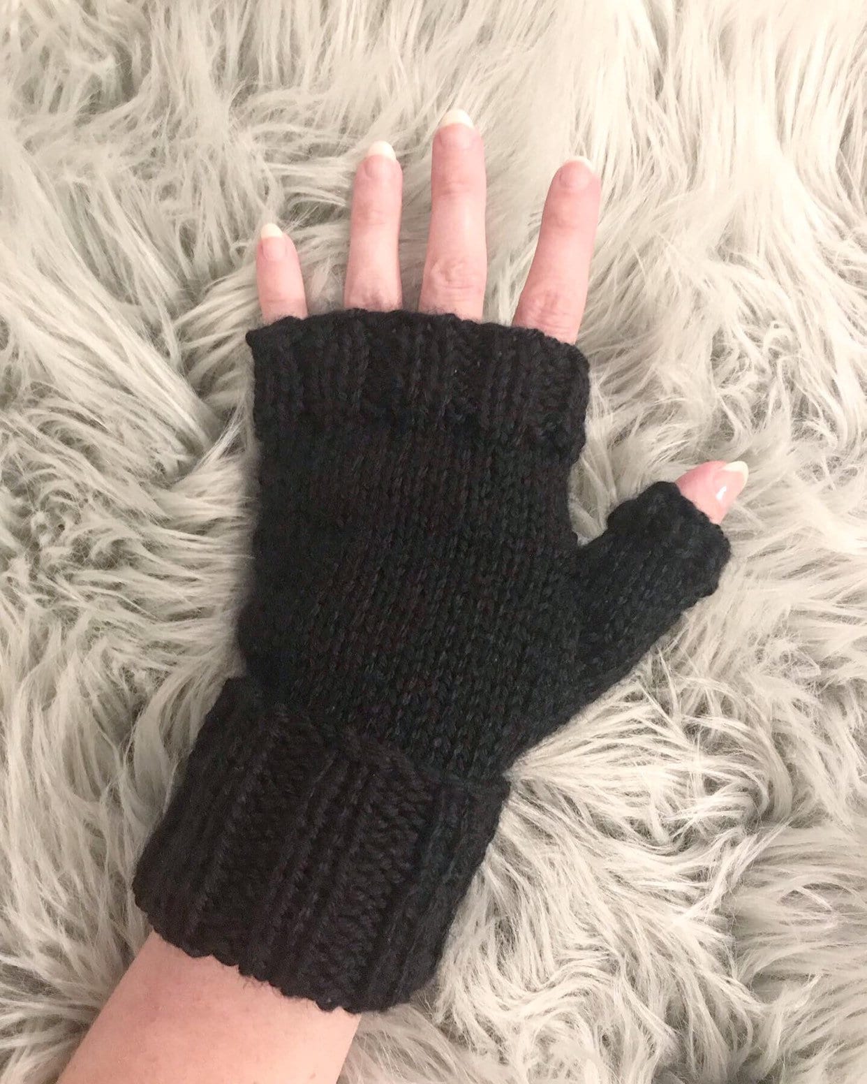 Hand Knitted Personalized fingerless mittens gloves for her | Etsy