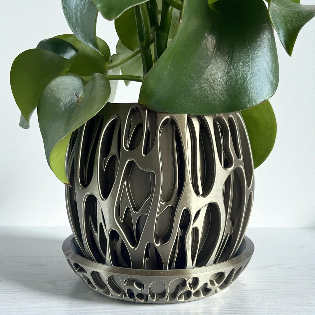 Modern Plant Pot With Drip Tray: 3D Printed Planter Available in 4", 5 ...