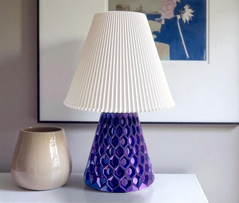Hexa Table Lamp: 3D Printed Modern Desk Lamp, Blue Purple Black - Etsy