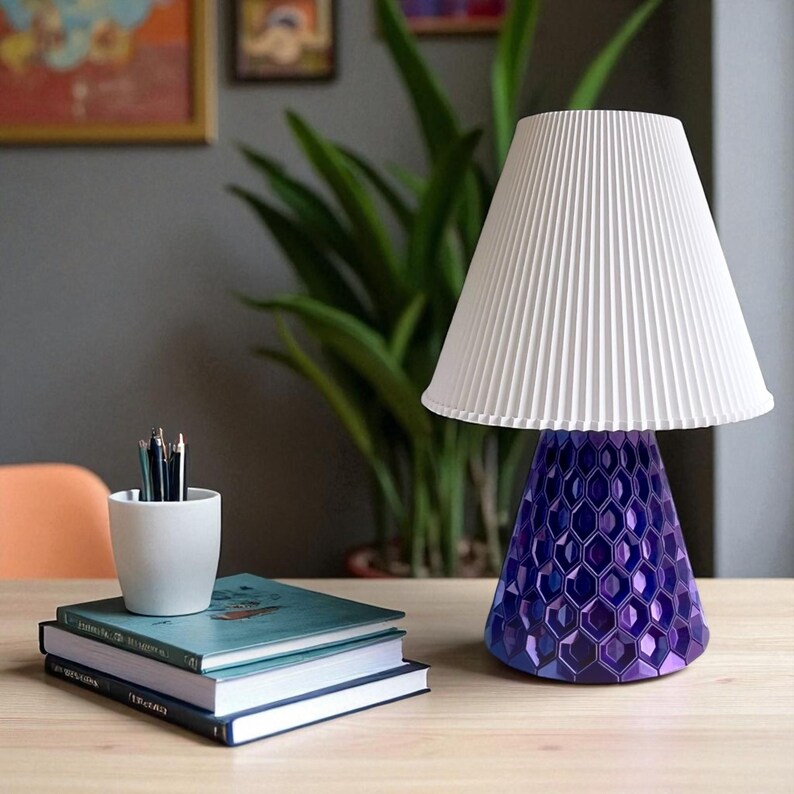 Hexa Table Lamp: 3D Printed Modern Desk Lamp, Blue Purple Black - Etsy