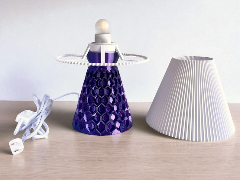 Hexa Table Lamp: 3D Printed Modern Desk Lamp, Blue Purple Black - Etsy