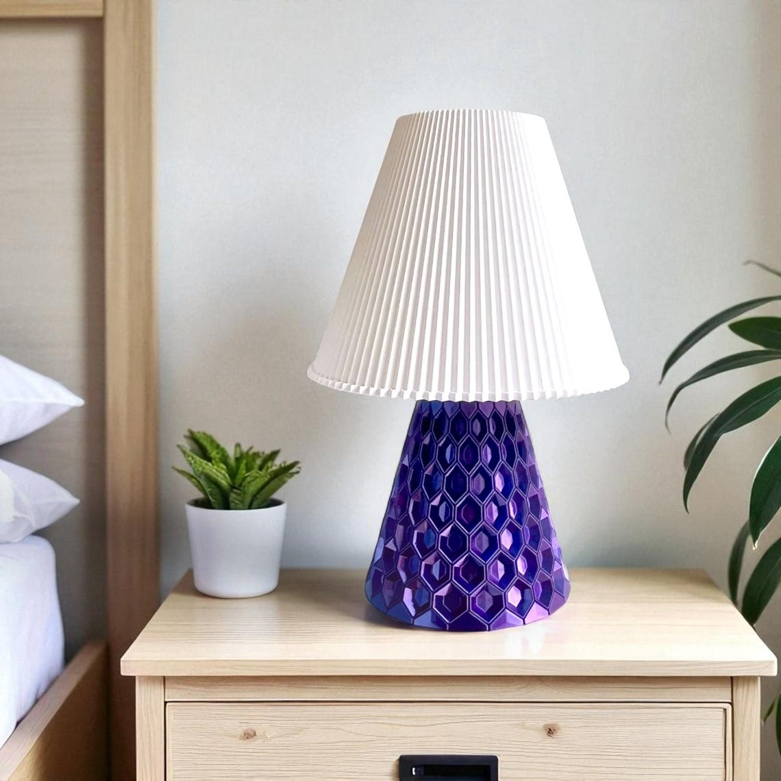 Hexa Table Lamp: 3D Printed Modern Desk Lamp, Blue Purple Black - Etsy