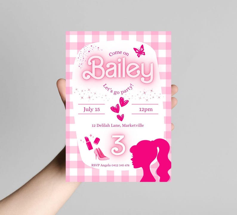 Barbie Birthday Invitation | Doll Party Invite | Editable Digital ...