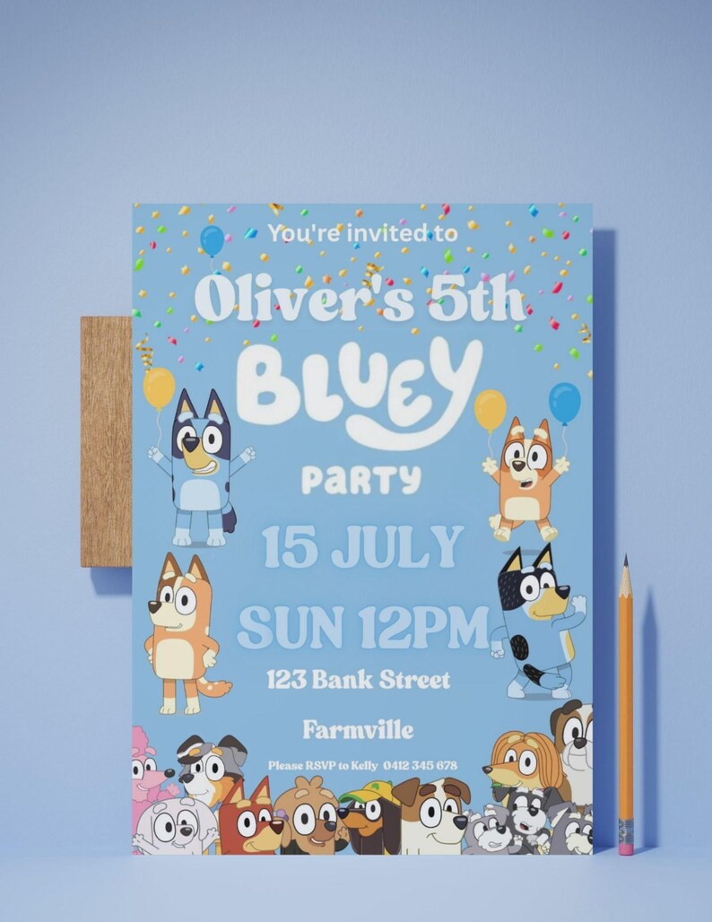 Bluey Birthday Invitation: Editable Kids Party Invite (digital Template ...