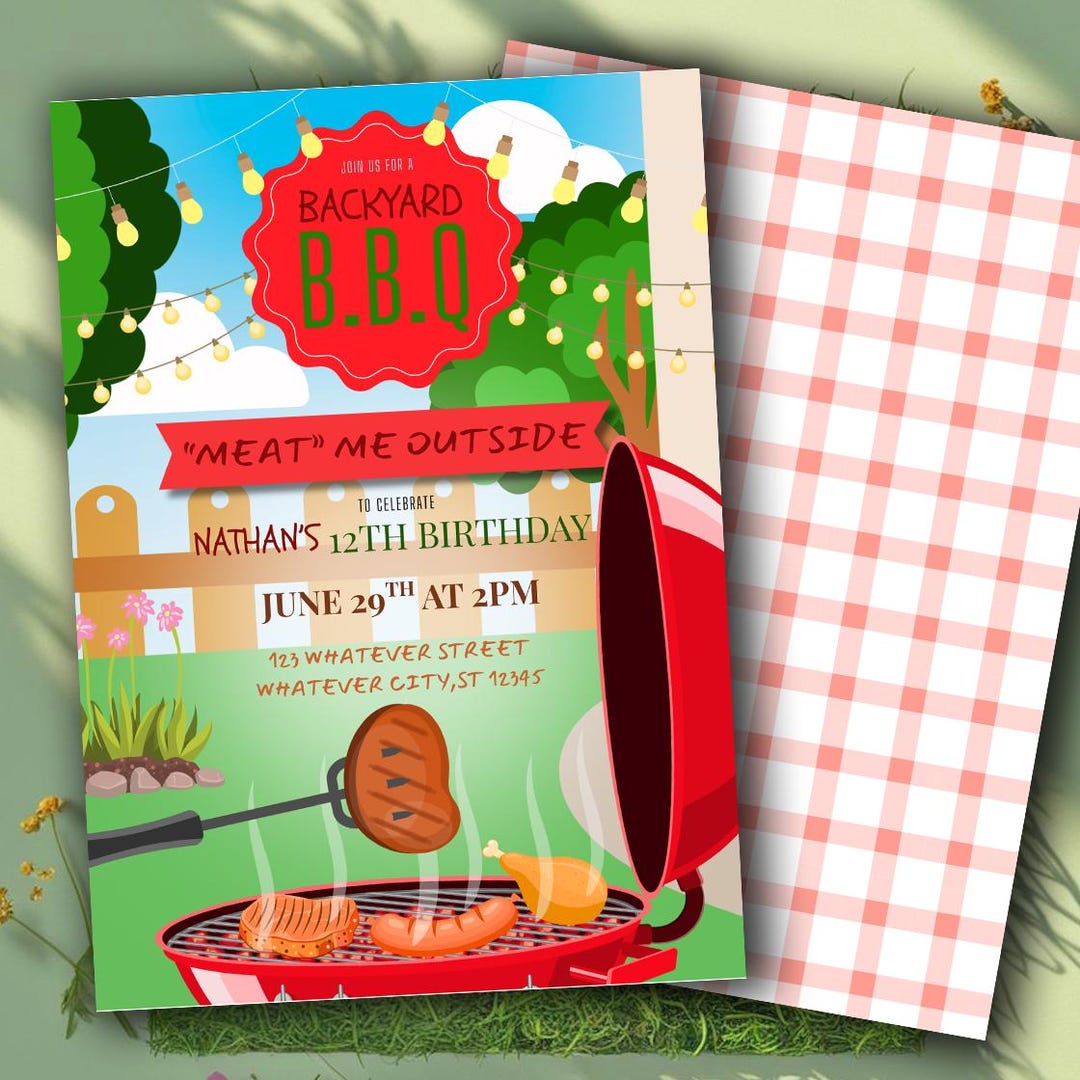Digital Backyard BBQ Birthday Invitation | Editable Summer Cookout ...