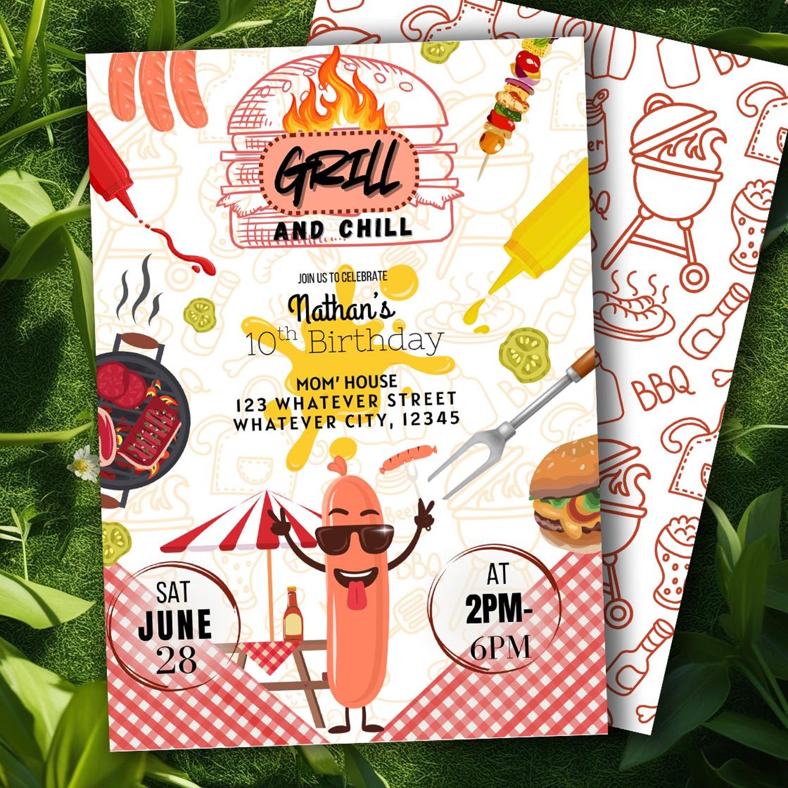Grill and Chill Birthday Invitation | BBQ Party Digital Invite ...