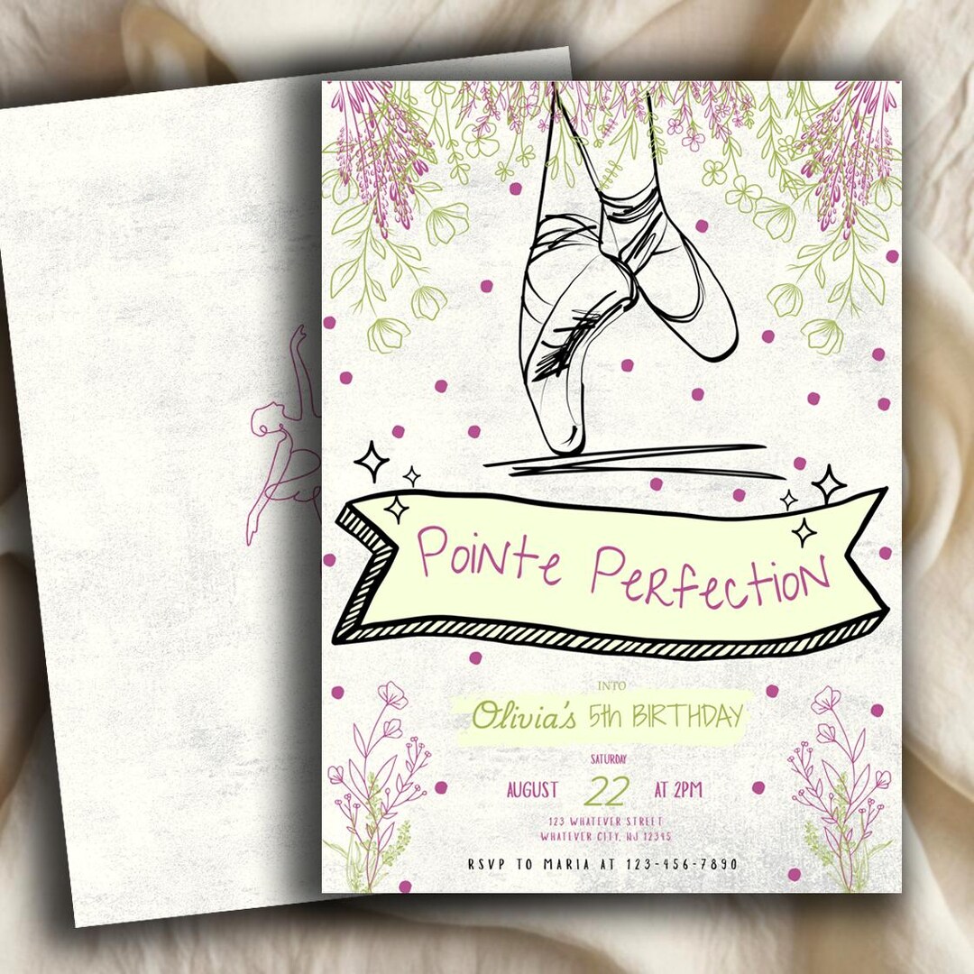 Editable Ballet Birthday Invitation | Pointe Perfection Invite ...