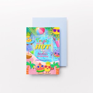 Summer Tropic Like It's Hot Pool Birthday Party Invitation, Editable ...