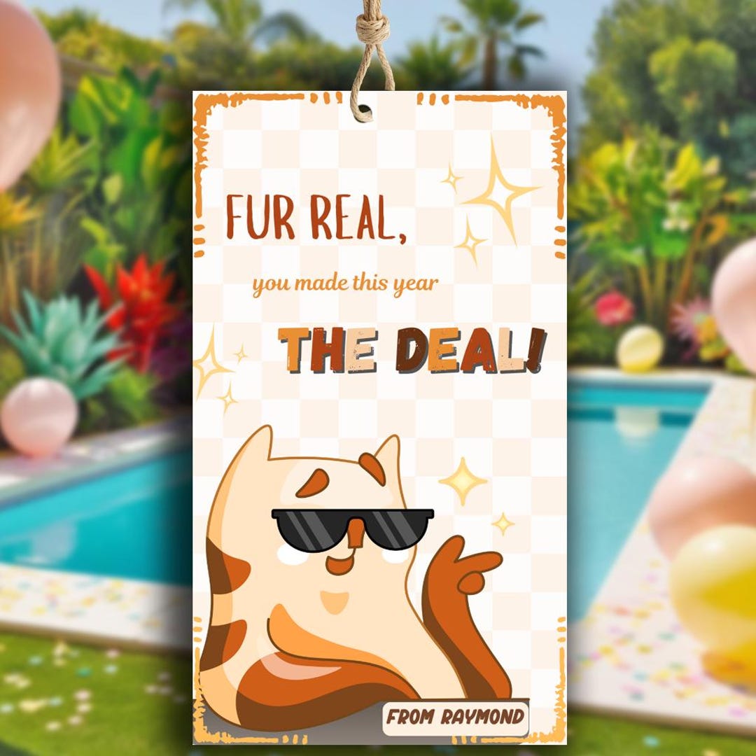 Editable Funny Cat End of Year Gift Tag for Students, Staff Teacher ...