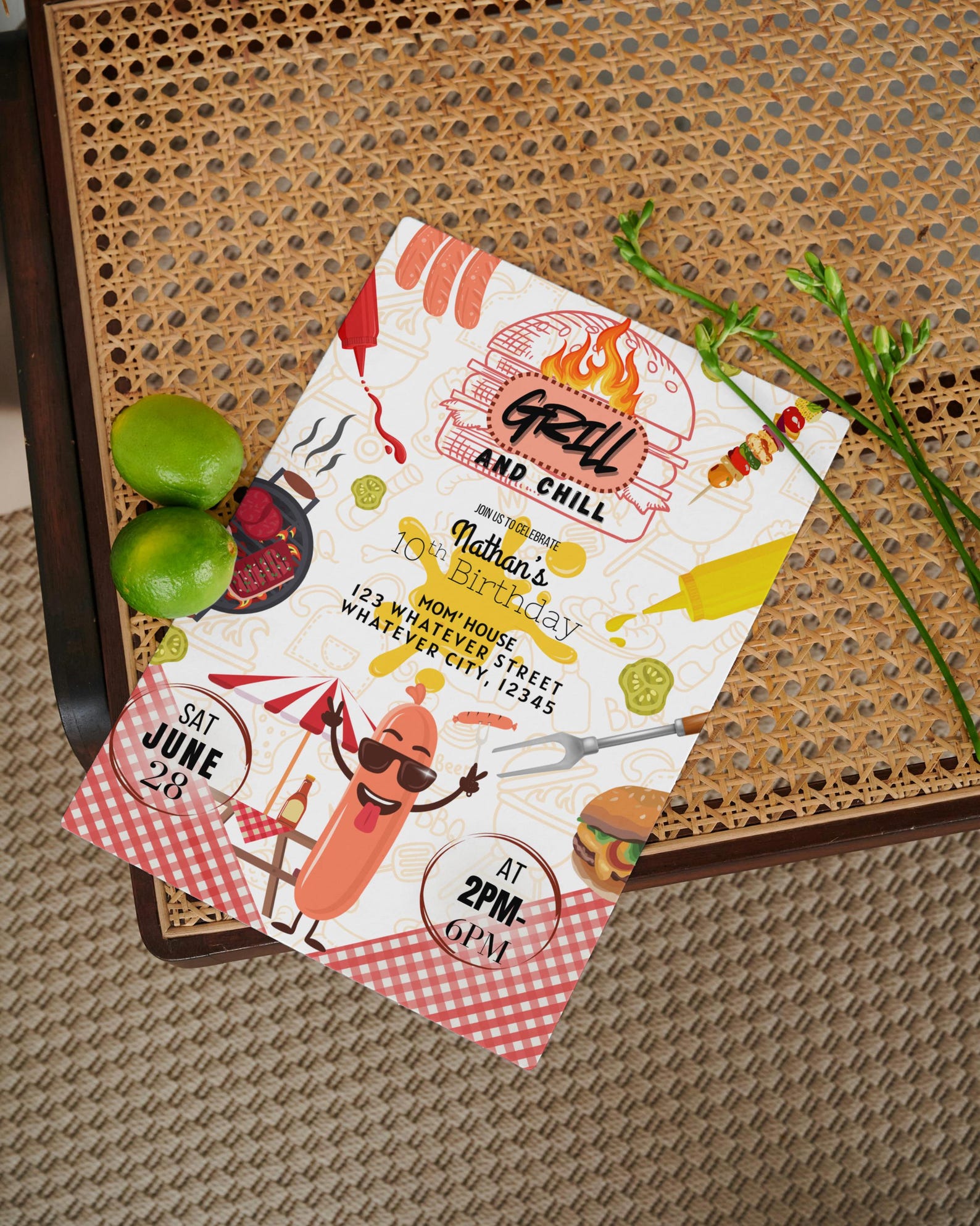 Grill and Chill Birthday Invitation | BBQ Party Digital Invite ...