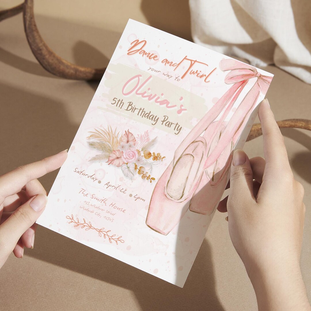 Ballerina Ballet Shoes Birthday Invitation, Ballet Digital Invite ...