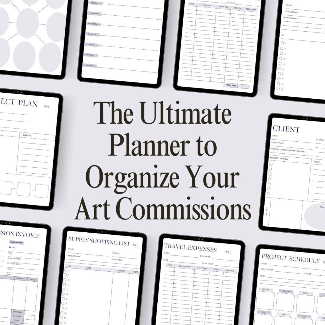 Artist Commission Project Planner, Neutral, Minimalism, Digital ...