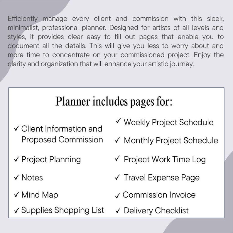 Artist Commission Project Planner, Neutral, Minimalism, Digital ...