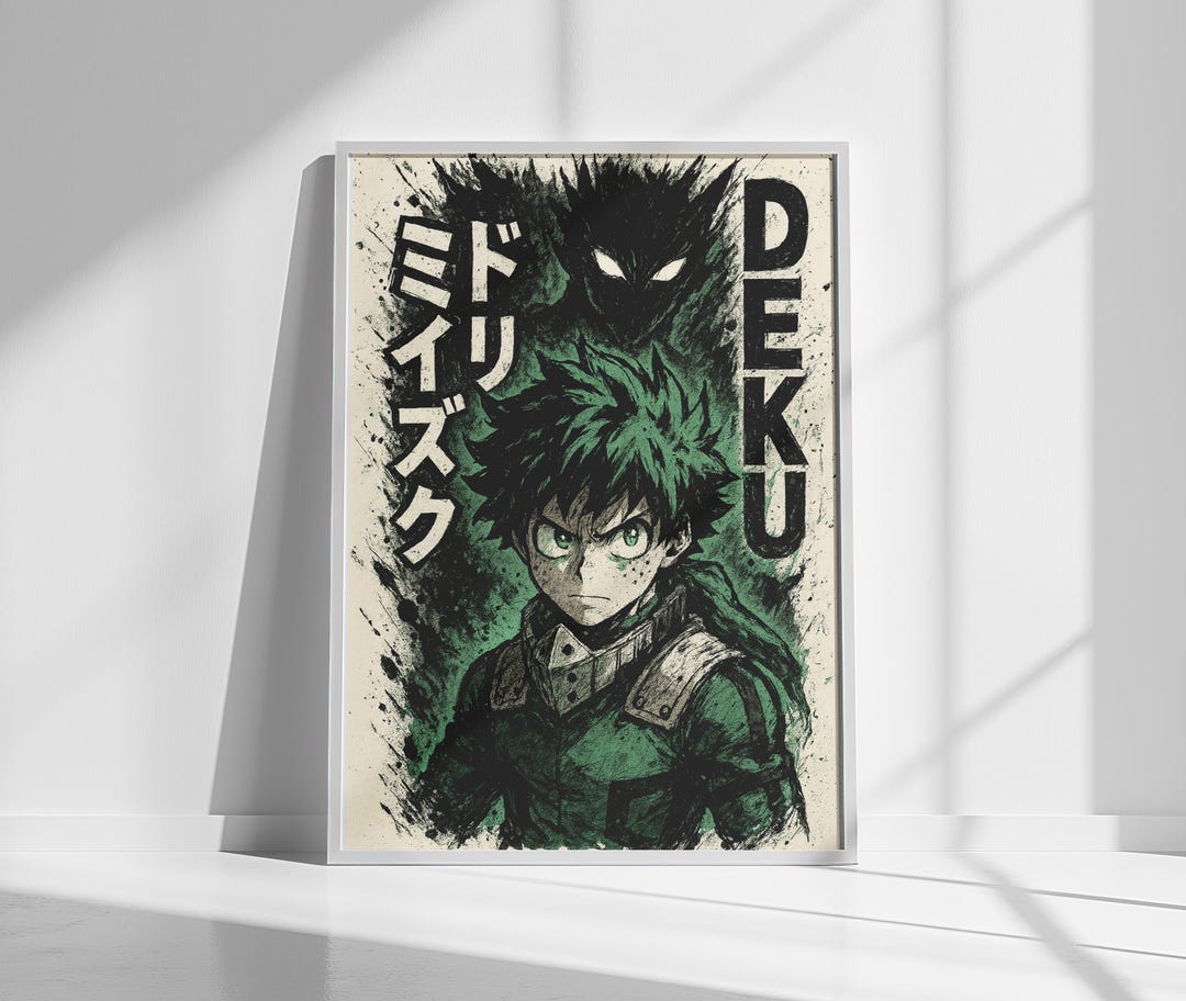 Izuku Midoriya Deku Poster | My Hero Academia | Dark Anime Ink Style ...