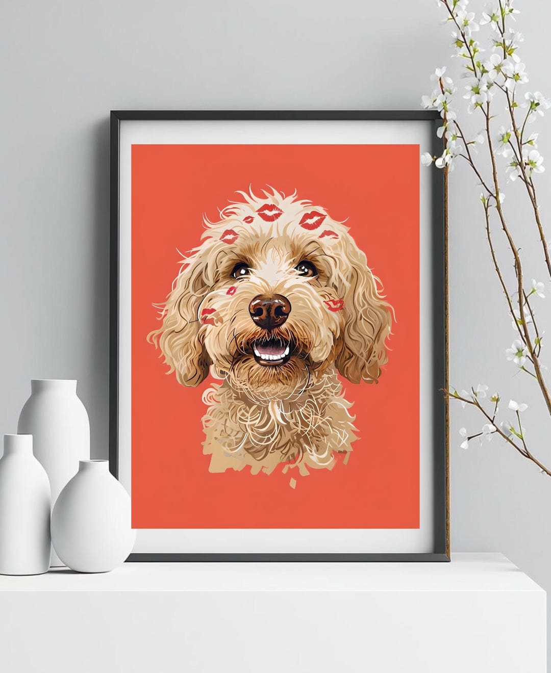 Cockapoo With Kisses Digital Download, Dog Art Print, Cute Cockapoo ...