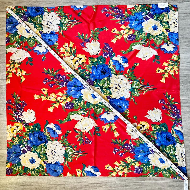 Vintage Echo Club 7 Silk Square Scarf 34x34 Bold Floral Maximalist 80s ...