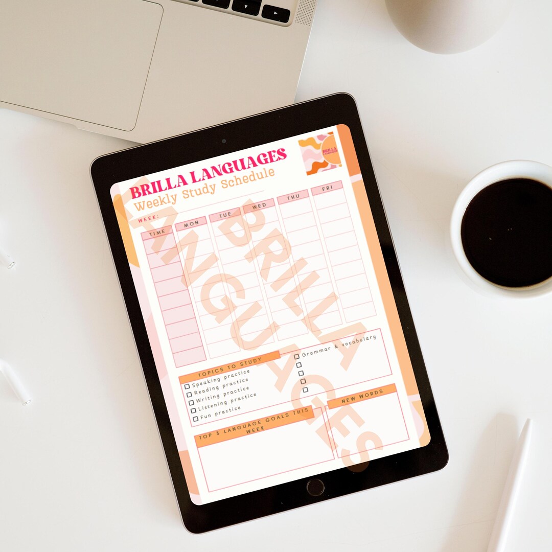 Digital and Printable Weekly Language Study Schedule: Plan, Track ...