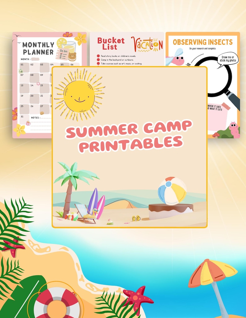 Editable Summer Camp Printables Bundle for Kids | Weekly Planner ...