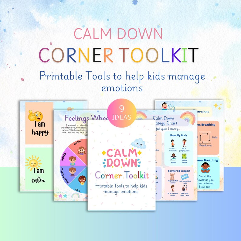 Calm Down Corner Printable Bundle for Kids | Strategy Chart, Feelings ...
