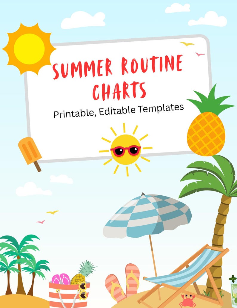 Editable Summer Routine Chart for Kids | Printable Daily and Weekly ...