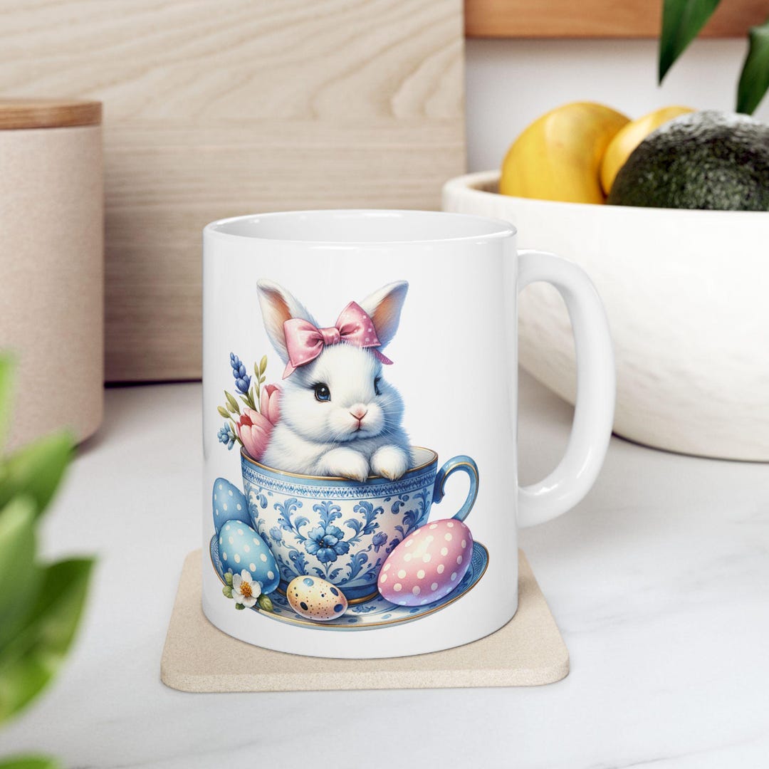Easter Bunny Ceramic Mug, Cute Rabbit Design, Spring Decor, Perfect ...