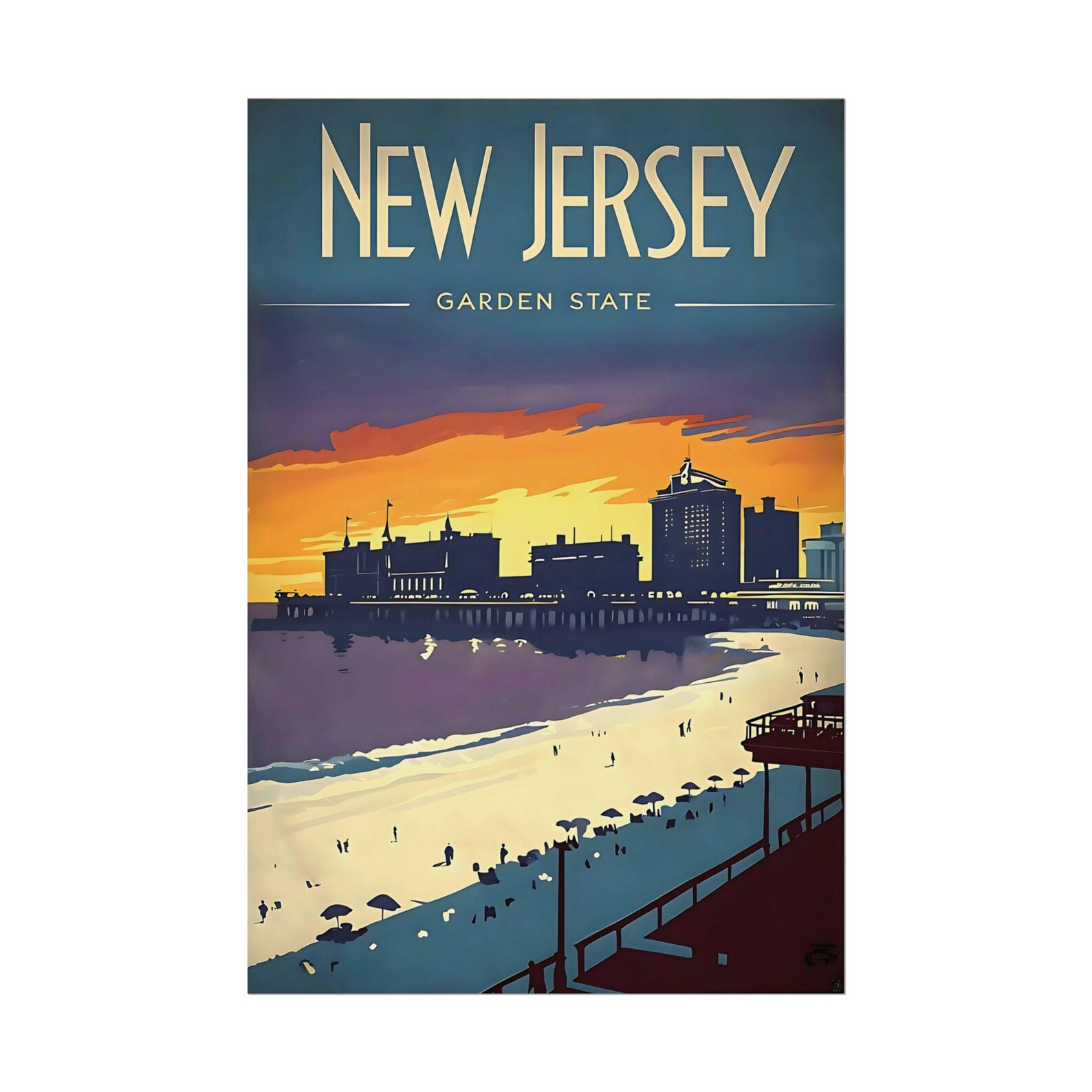 Jersey Shore Travel Poster, Garden State Retro Travel Wall Art, New ...