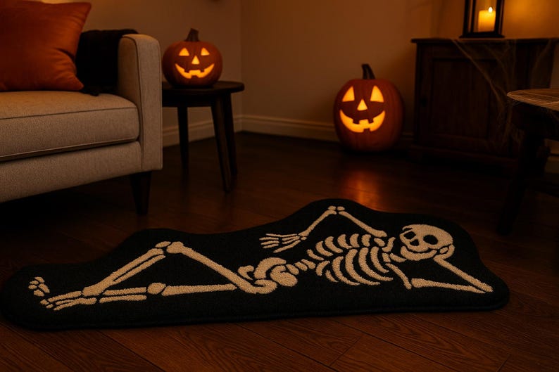 Handmade Skeleton Tufted Rug: Gothic Halloween Decor - Etsy