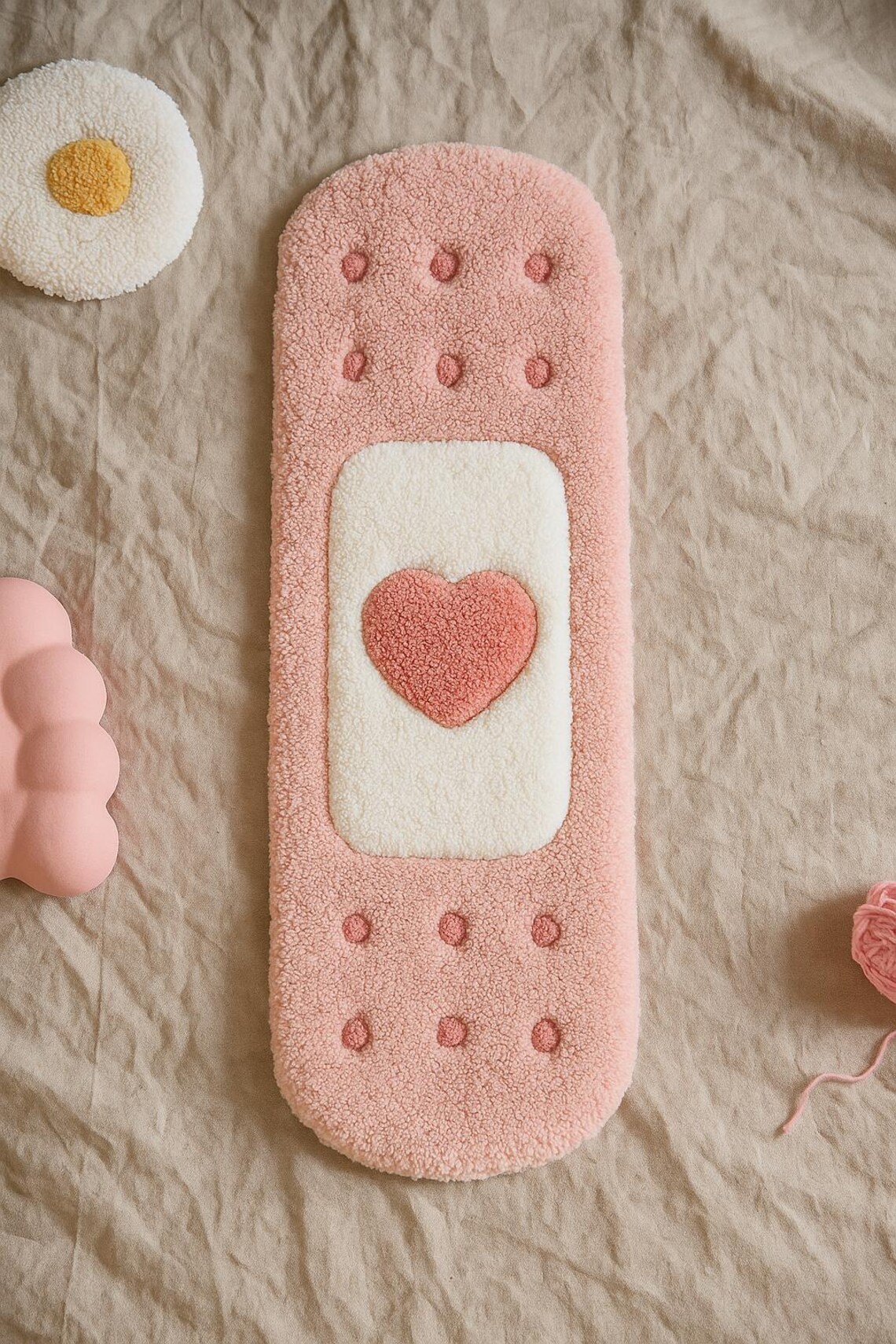 Handmade Bandage Heart Rug: Kawaii Plush Decor for Kids - Etsy