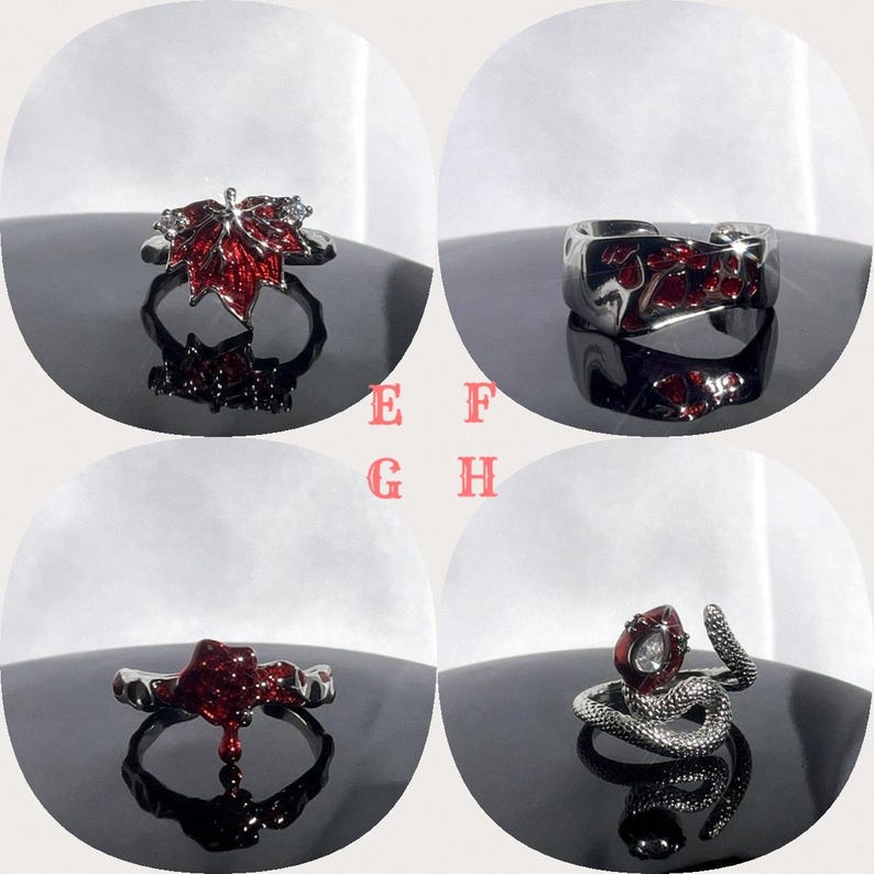 Aesthetic Gothic Punk Rings, Y2K Inspired Rings, Butterfly Ring ...