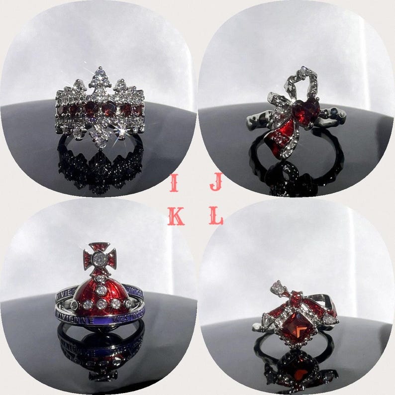 Aesthetic Gothic Punk Rings, Y2K Inspired Rings, Butterfly Ring ...