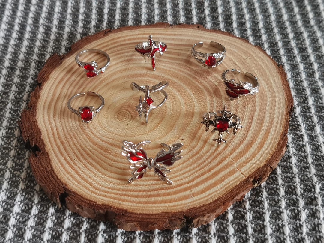 Aesthetic Gothic Punk Rings, Y2K Inspired Rings, Butterfly Ring ...