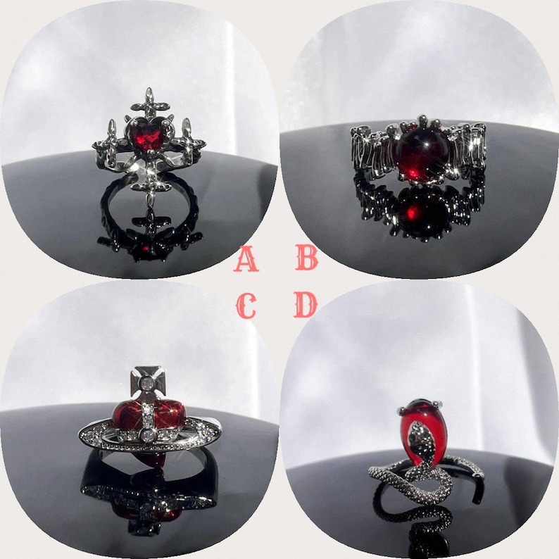 Aesthetic Gothic Punk Rings, Y2K Inspired Rings, Butterfly Ring ...