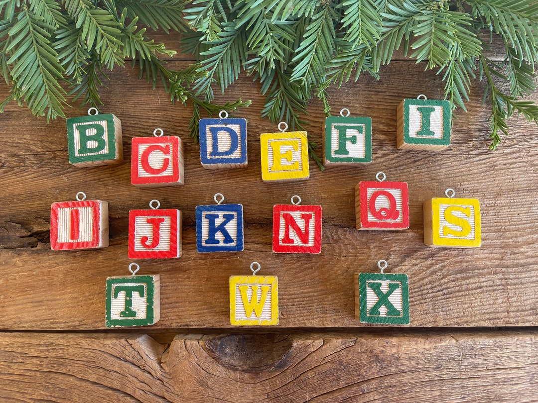 Vintage Alphabet Block Ornament With Year Written on Back // Your ...