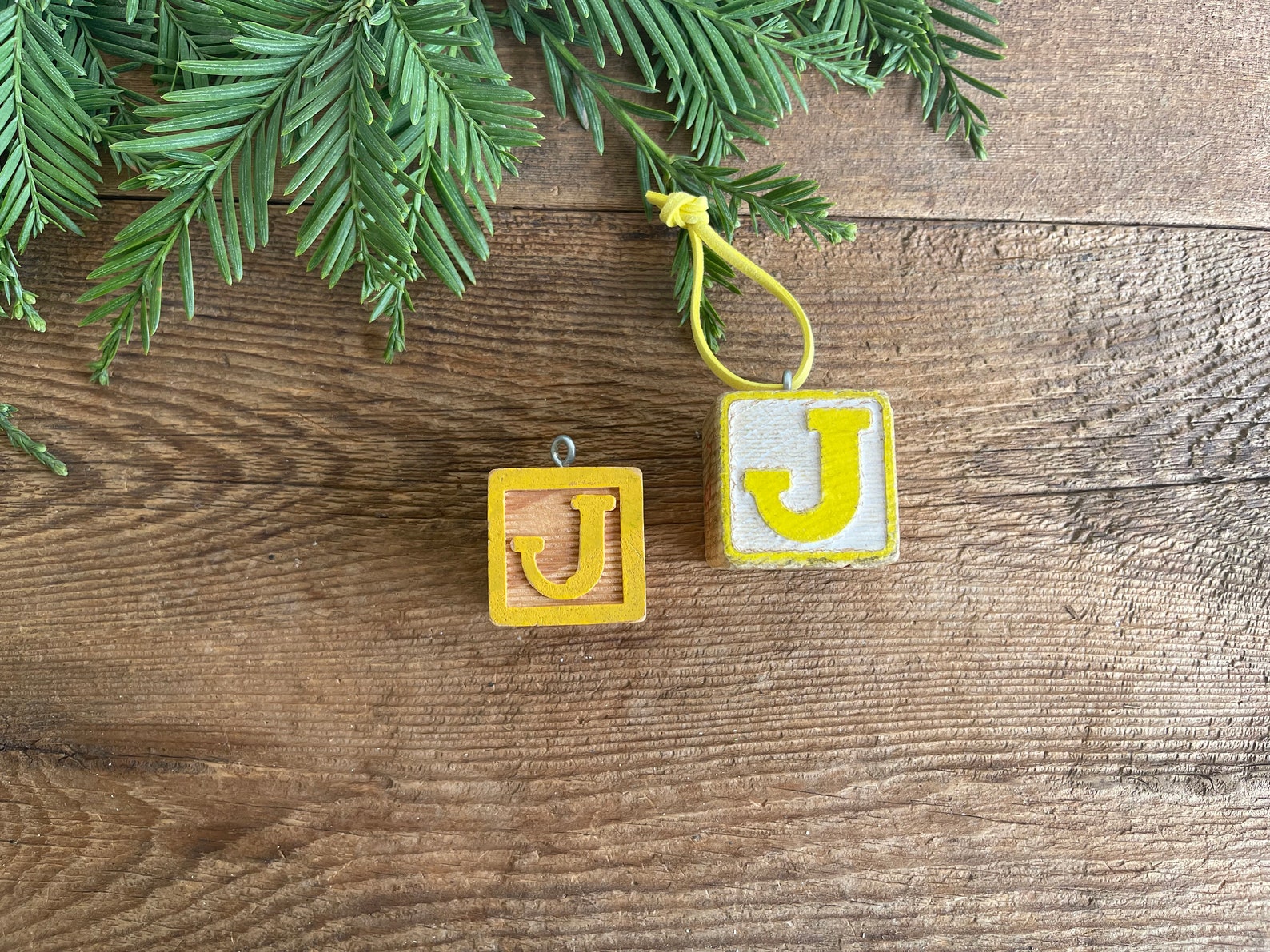 Letter J Vintage Alphabet Block Ornament // Your Choice // - Etsy