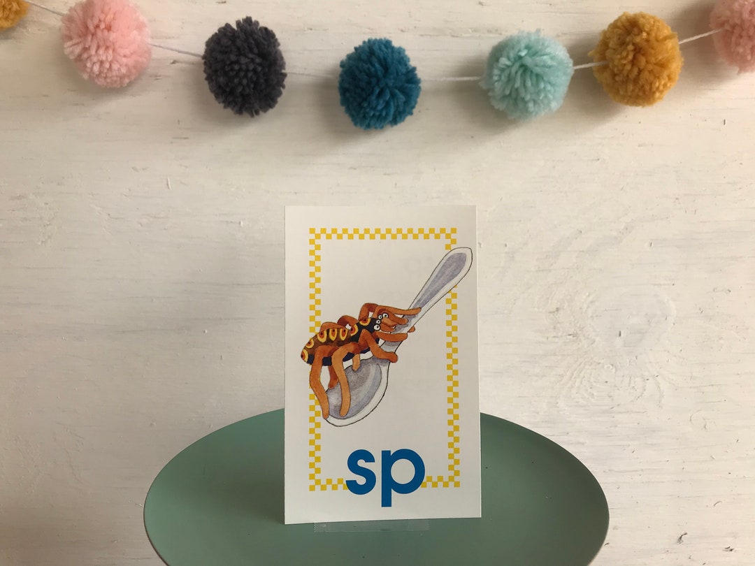 Vintage Phonics Flashcard Sp Consonant Blend - Etsy