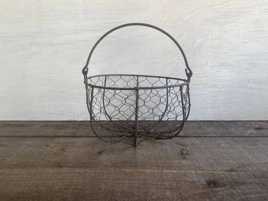 Vintage Wire Metal Basket With Handle // Vintage Home Decor - Etsy
