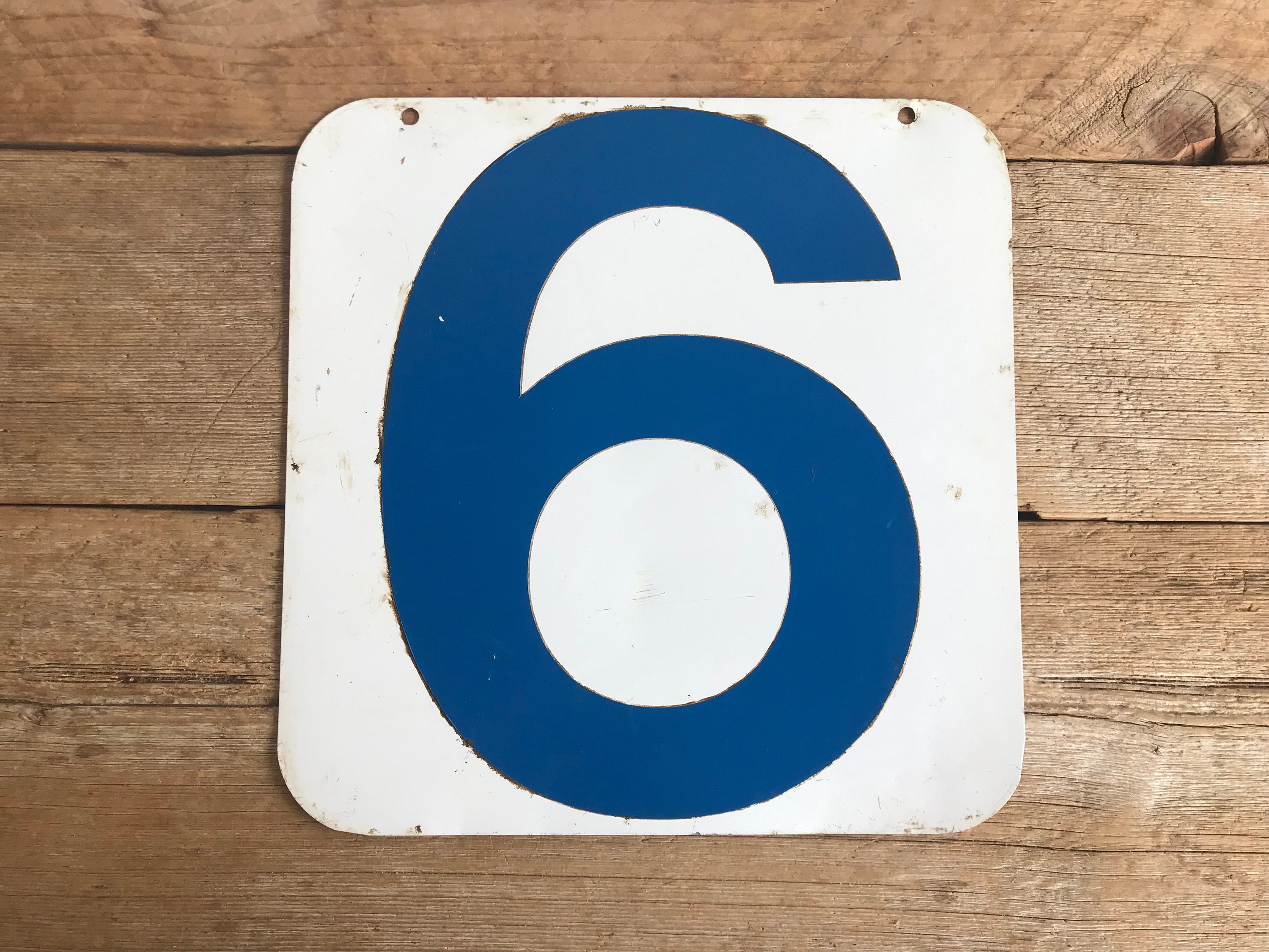 Vintage Industrial Metal Number Sign: Blue and White, 12" X 12" - Etsy
